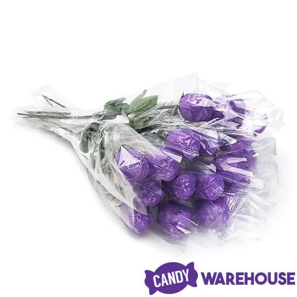 Albert's Foiled Milk Chocolate Roses - Purple: 20-Piece Bouquet | Candy ...