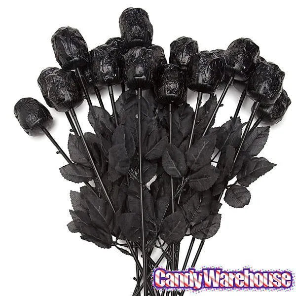 Albert's Halloween Gothic Black Chocolate Roses: 18-Piece Box – Candy ...