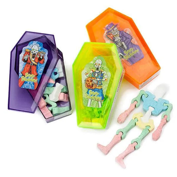Albert's Scary Skeletons Interlocking Bones Candy Coffins: 12-Piece Di ...