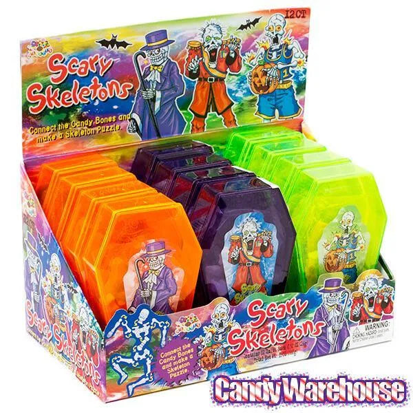 Albert's Scary Skeletons Interlocking Bones Candy Coffins: 12-Piece ...
