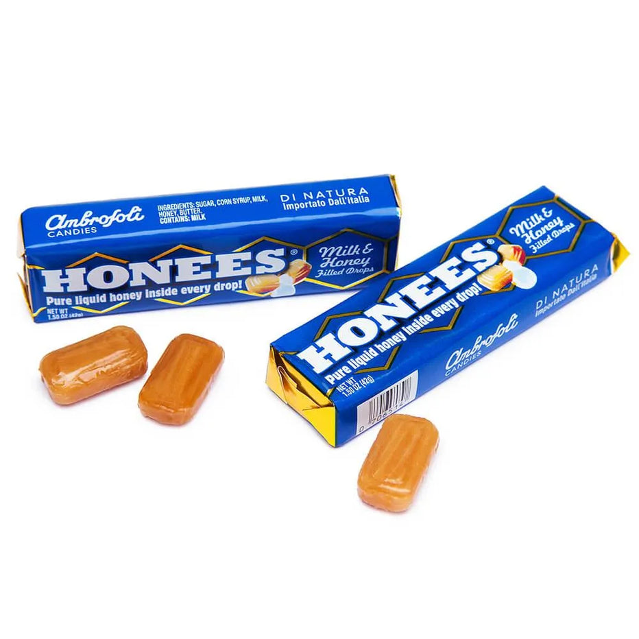 Honees Milk & Honey Filled Cough Drops Packs: 24-Piece Box – Candy Warehouse