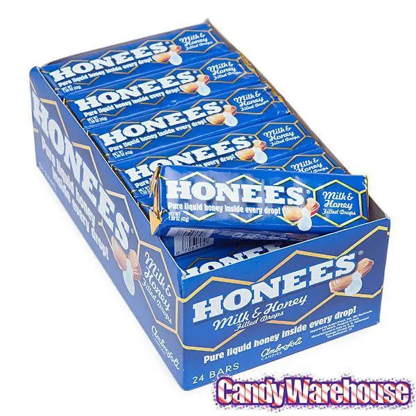 Honees Milk & Honey Filled Cough Drops Packs: 24-Piece Box – Candy Warehouse