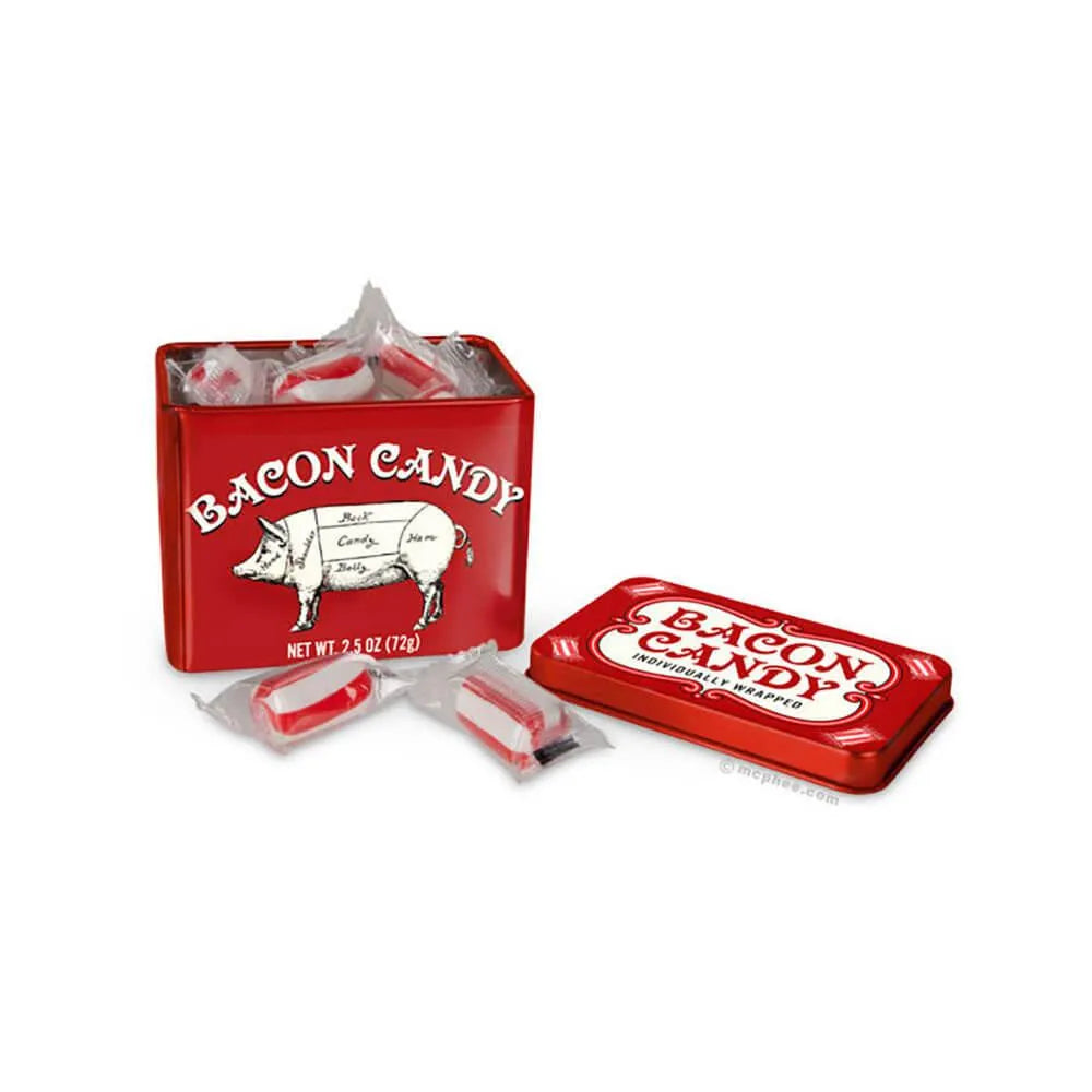 Archie McPhee Bacon Candy: 2.5-Ounce Tin – Candy Warehouse