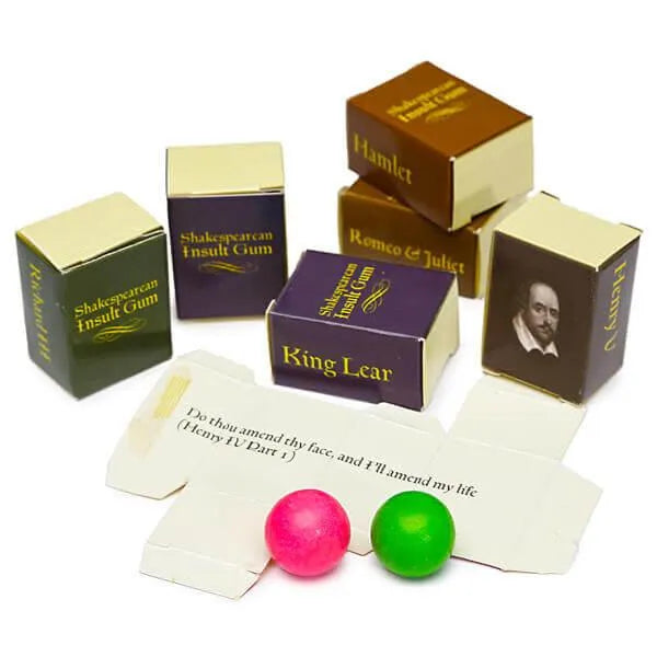 Archie McPhee Shakespearean Insult Gum Packs: 7-Piece Set – Candy Warehouse