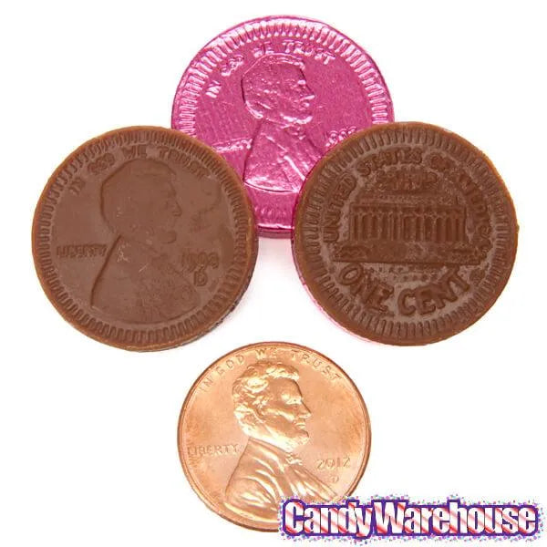 Assorted Colors Foiled Milk Chocolate Coins in Mesh Bags: 20-Piece Box ...