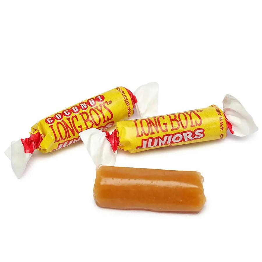 Atkinson Coconut Long Boys Juniors Candy: 160-Piece Tub | Candy Warehouse