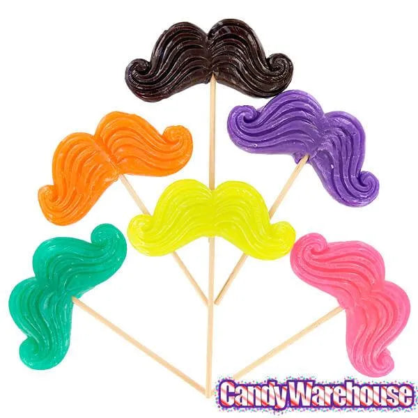 Bee International Mustache Candy Pops: 12-Piece Display | Candy Warehouse