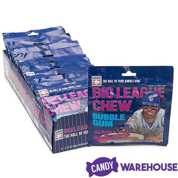 Big League Chew Bubble Gum Packs - Blue Raspberry: 12-Piece Box | Candy ...