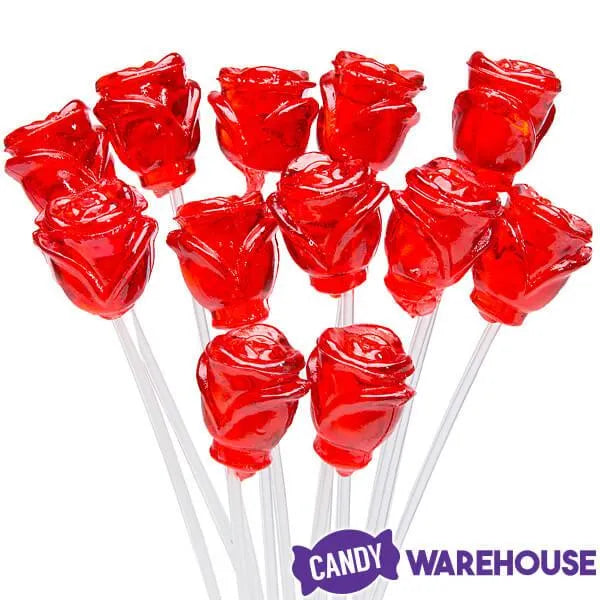 Candy 3-D Red Rose Lollipops: 100-Piece Bag | Candy Warehouse