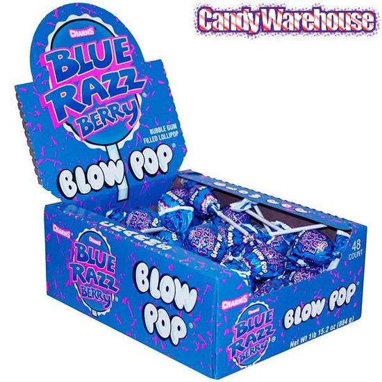 Charms Blow Pops - Blue Razzberry: 48-Piece Box | Candy Warehouse