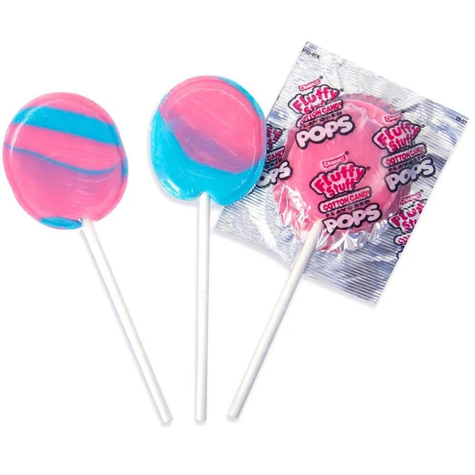 Charms Fluffy Stuff Cotton Candy Pops: 48-Piece Box – Candy Warehouse