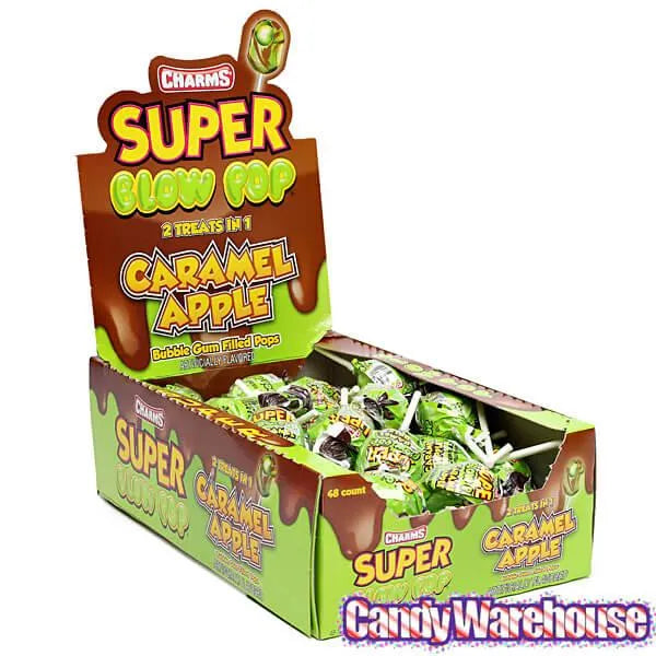 Charms Super Blow Pops - Caramel Apple: 48-Piece Box | Candy Warehouse