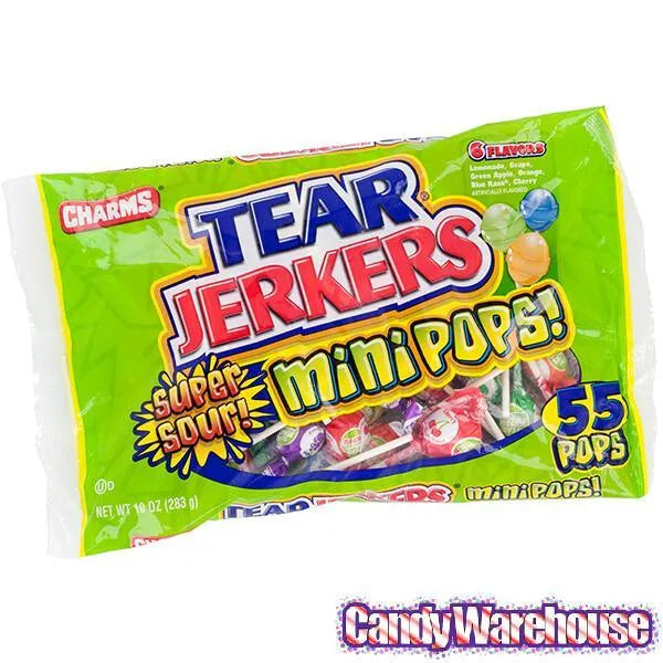Charms Tear Jerkers Super Sour Mini Pops: 55-Piece Bag | Candy Warehouse