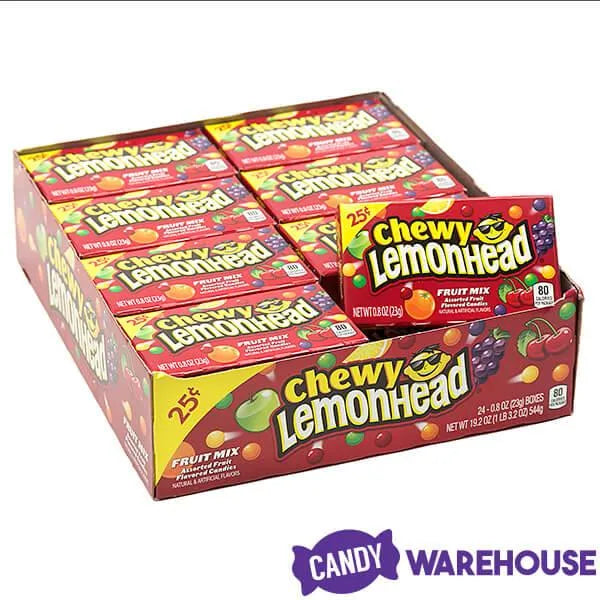 Chewy Lemonhead Fruit Mix Candy Mini Packs: 24-Piece Box | Candy Warehouse