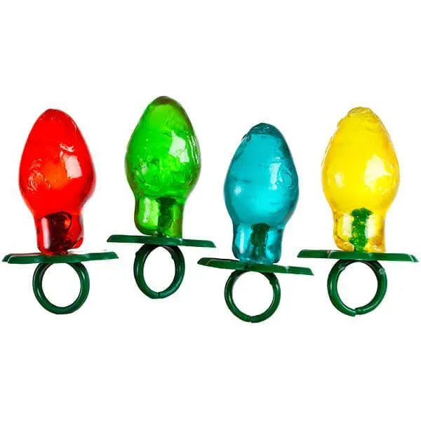 Christmas Light Bulb Ring Suckers: 12-Piece Box | Candy Warehouse