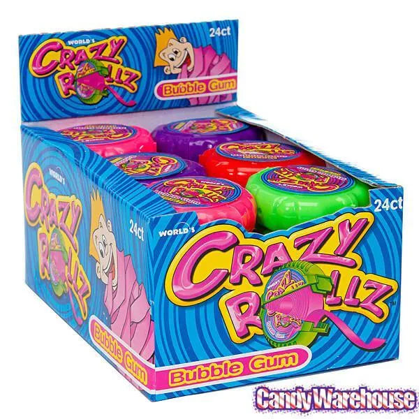 Crazy Rollz Bubble Gum Rolls: 24-Piece Box – Candy Warehouse