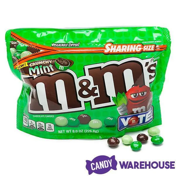 Crunchy Mint M&M's Candy: 8-Ounce Bag | Candy Warehouse