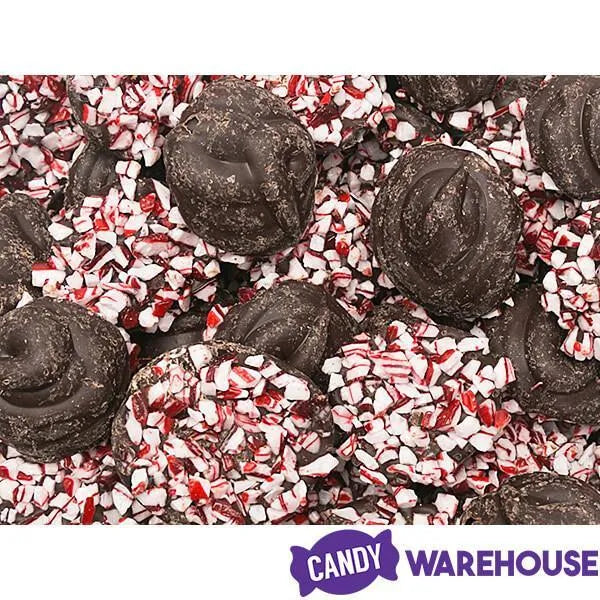 Crushed Peppermint Candy Cane Dark Chocolate Drops: 1LB Jar | Candy ...
