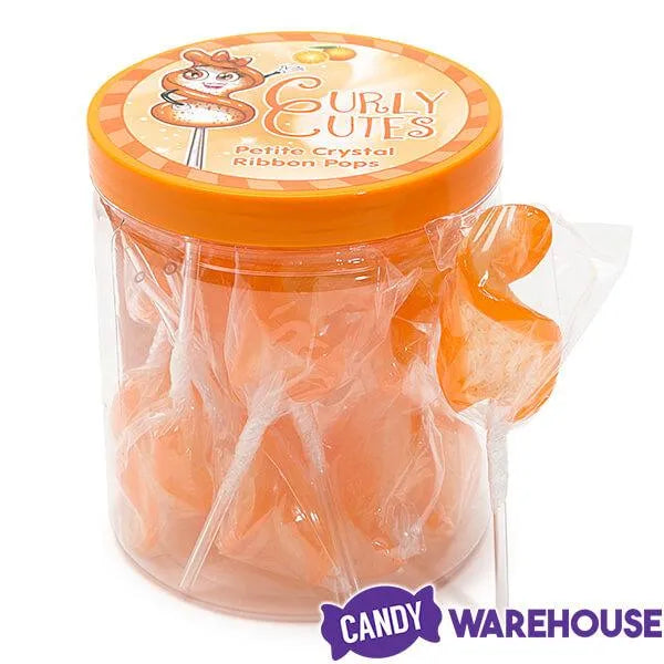 CurlyCutes Petite Crystal Ribbon Pops - Orange: 20-Piece Jar | Candy ...