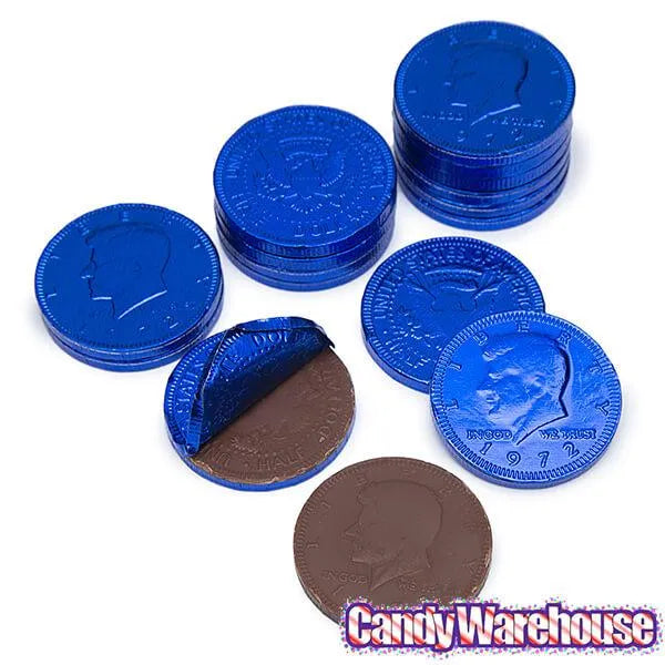 Dark Blue Foiled Milk Chocolate Coins: 1LB Bag – Candy Warehouse