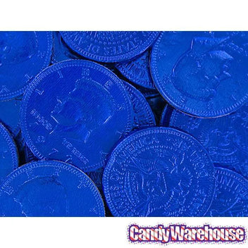 Dark Blue Foiled Milk Chocolate Coins: 1LB Bag – Candy Warehouse