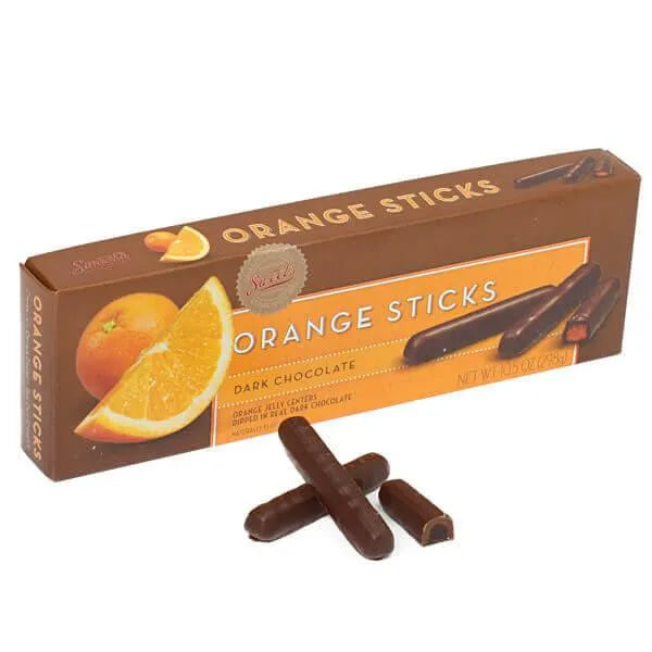 Dark Chocolate Covered Orange Jelly Candy Sticks Packs: 12-Piece Box ...