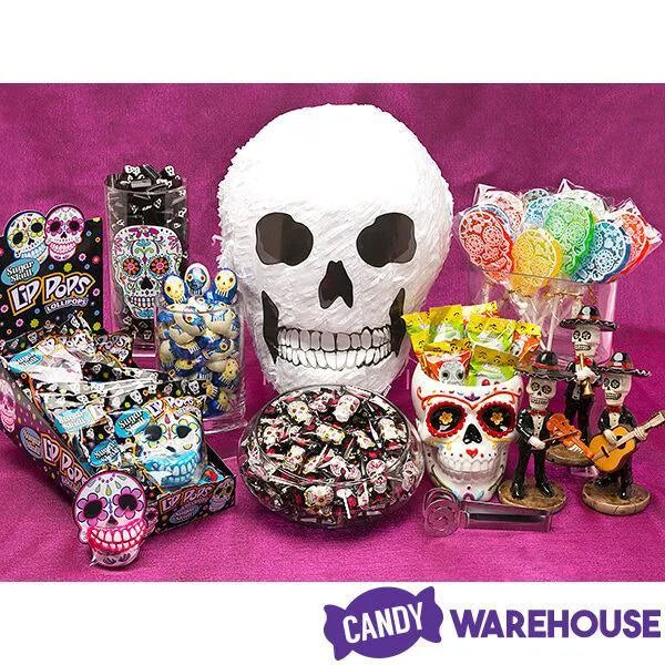 Day of the Dead Skull Hard Candy Lollipops: 12-Piece Bag | Candy Warehouse