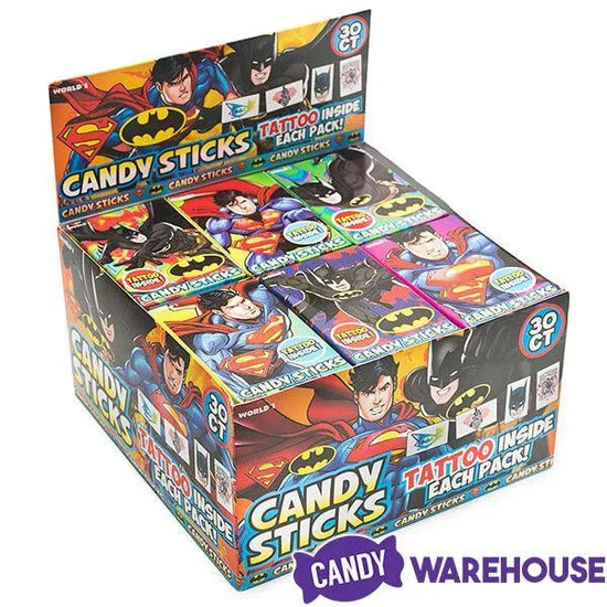 DC Comics Batman and Superman Candy Sticks Packs: 30-Piece Box | Candy ...