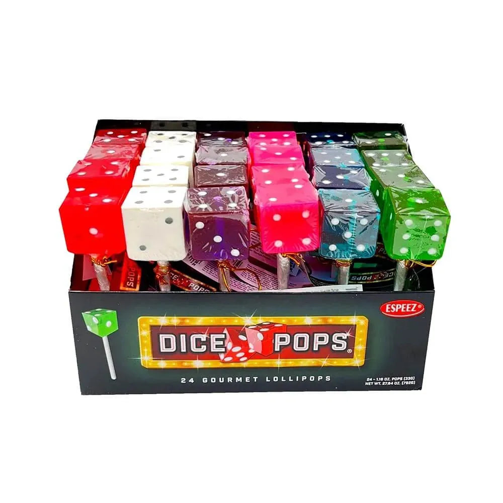 Dice Lollipops - Assorted: 24-Piece Box | Candy Warehouse