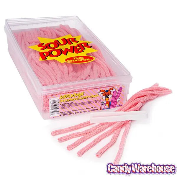 Dorval Sour Power Straws Candy - Pink Lemonade: 200-Piece Tub | Candy ...