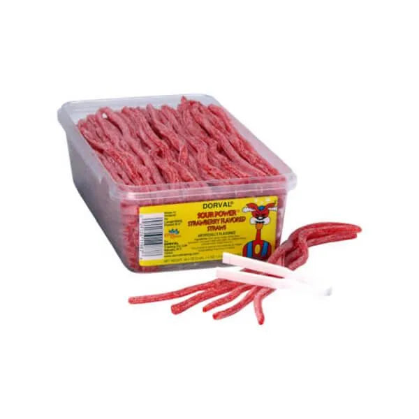 Dorval Sour Power Straws Candy - Strawberry: 200-Piece Tub – Candy ...
