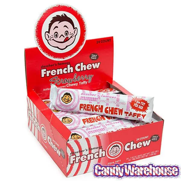 Doscher's French Chew Taffy Bars - Strawberry: 24-Piece Box – Candy ...
