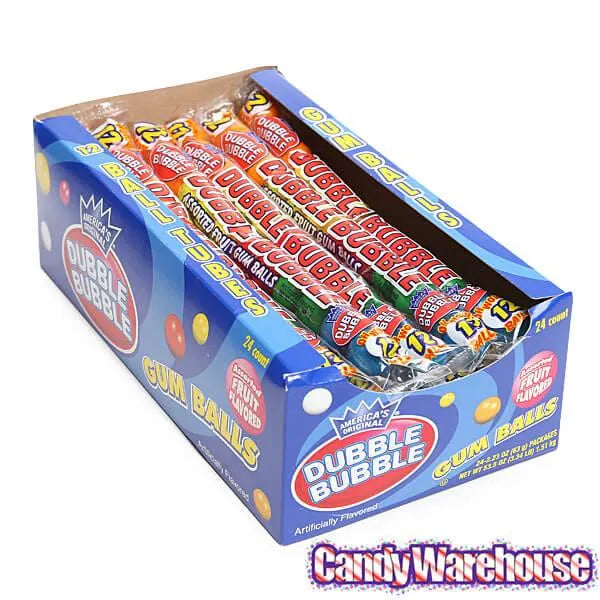 Dubble Bubble Assorted Gumballs 12-Ball Tubes: 24-Piece Box | Candy ...