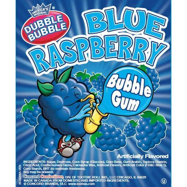 Dubble Bubble Blue Raspberry 1-Inch Gumballs: 850-Piece Case | Candy ...