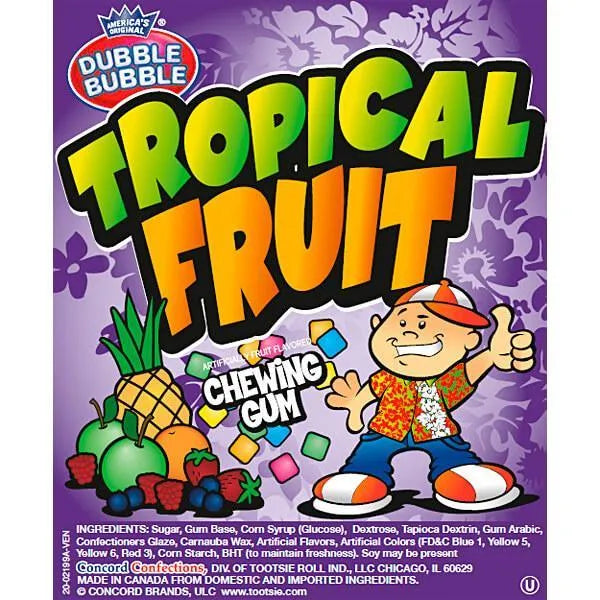 Dubble Bubble Chiclets Chewing Gum Tabs - Tropical Fruit Flavors: 1.5LB ...