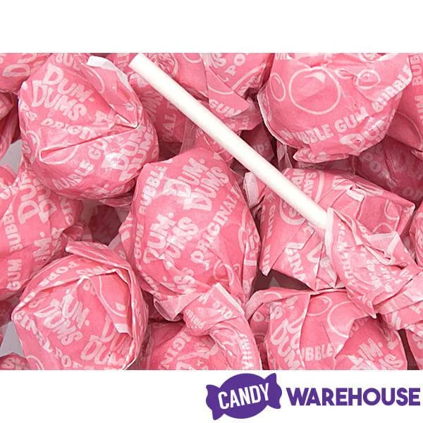 Dum Dums Light Pink Party Pops - Bubble Gum: 5LB Bag | Candy Warehouse