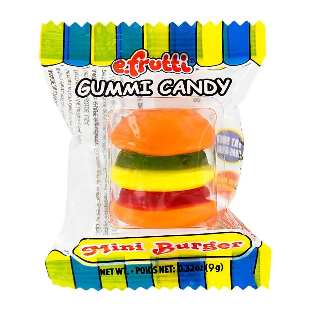 Efrutti Gummy Mini Burgers Candy: 60-Piece Box – Candy Warehouse