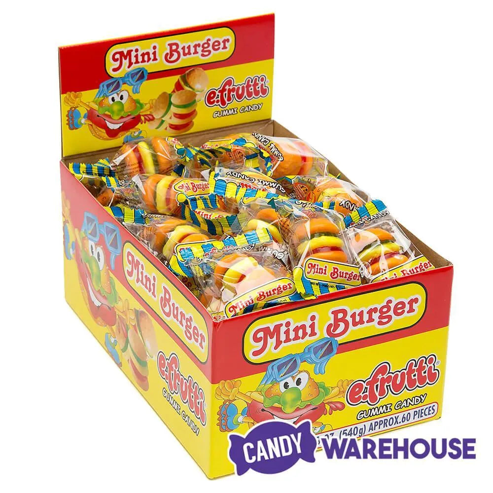 Efrutti Gummy Mini Burgers Candy: 60-Piece Box – Candy Warehouse