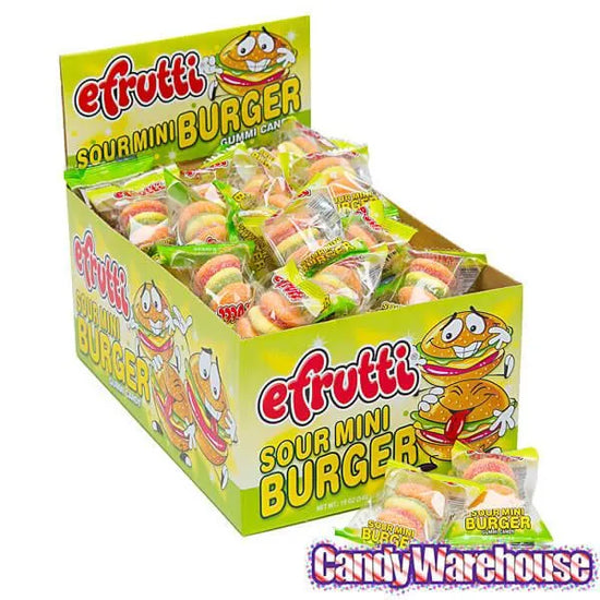 Efrutti Gummy Mini Cheese Burgers Candy - Sour: 60-Piece Box | Candy ...