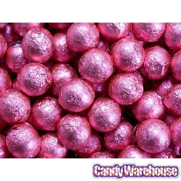 Foiled Milk Chocolate Balls - Hot Pink: 2LB Bag | Candy Warehouse