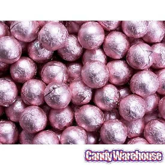 Foiled Milk Chocolate Balls - Light Pink: 2LB Bag | Candy Warehouse