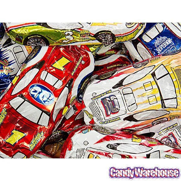 Foiled Milk Chocolate Race Cars: 36-Piece Display | Candy Warehouse