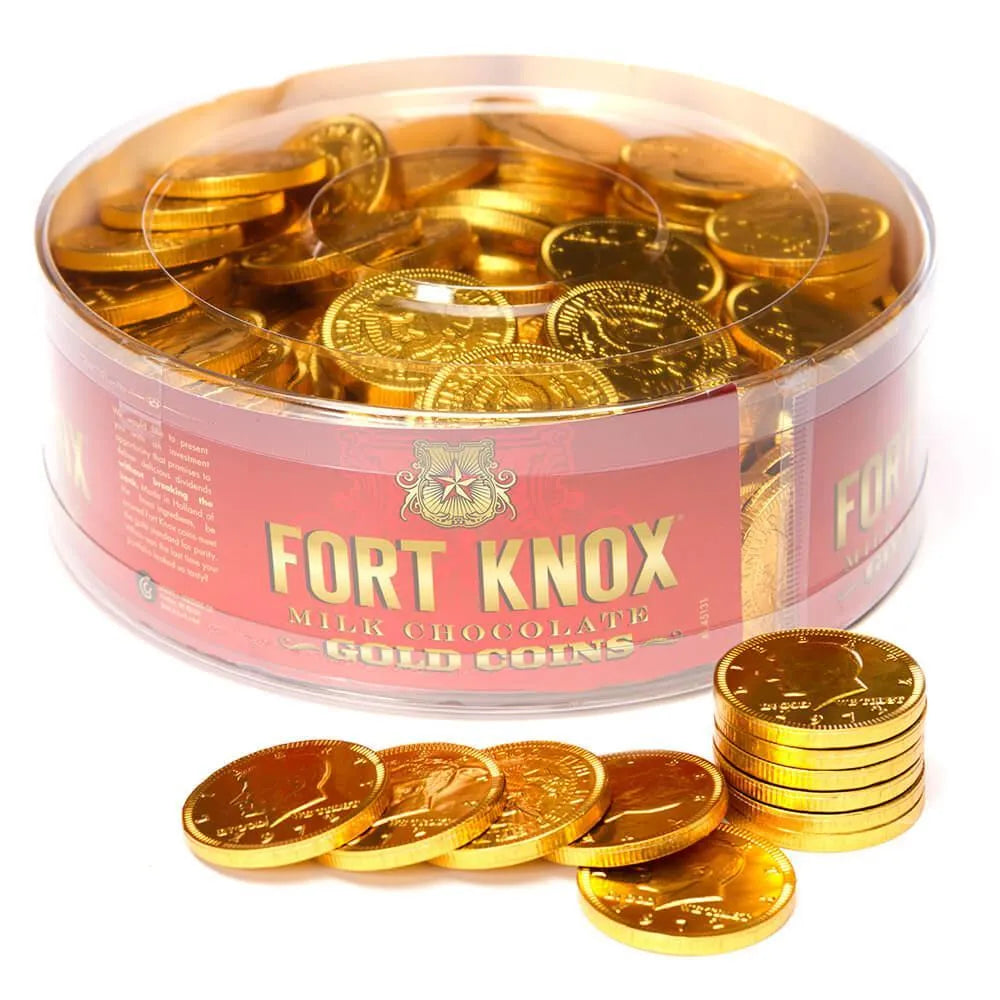 Fort Knox Gold Foiled Milk Chocolate Coins Candy: 180-Piece Tub – Candy ...