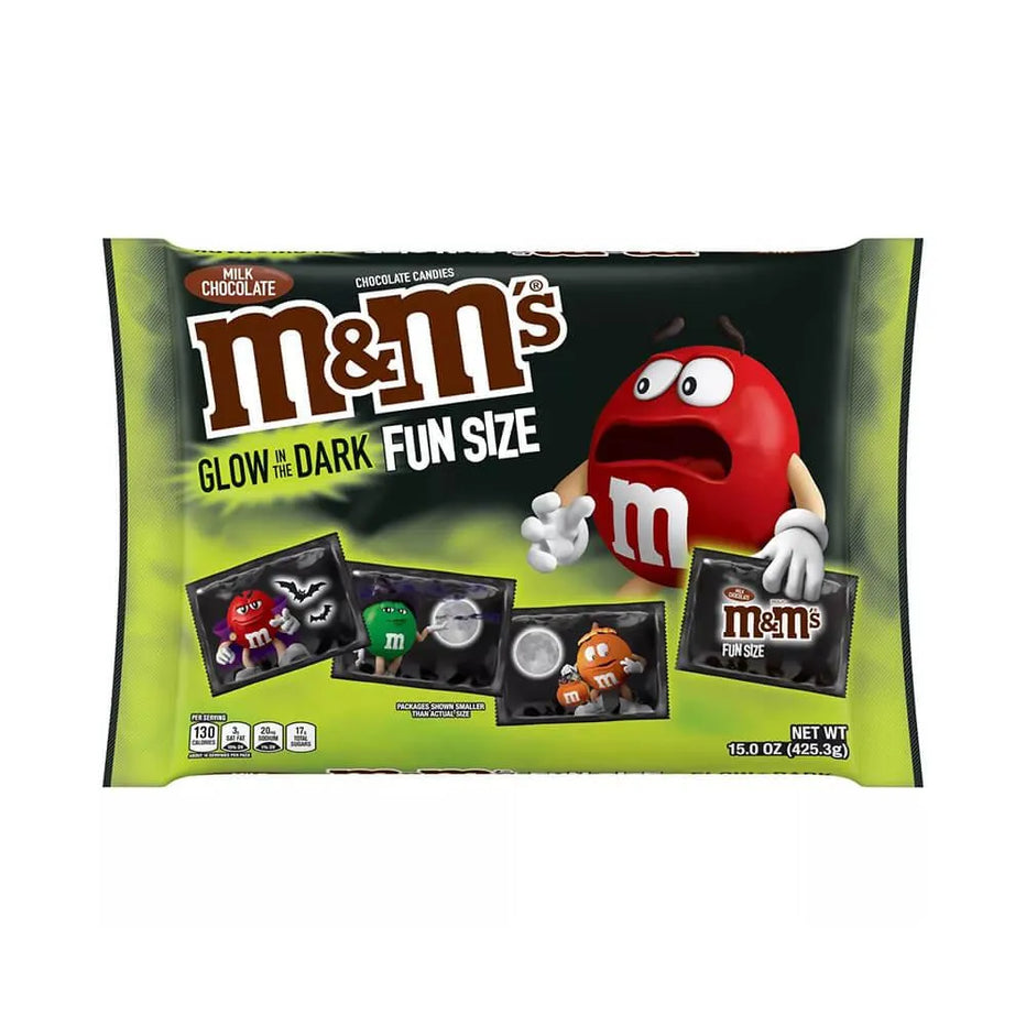 Glow in the Dark Halloween M&M's Candy Fun Size Packs: 15-Ounce Bag ...