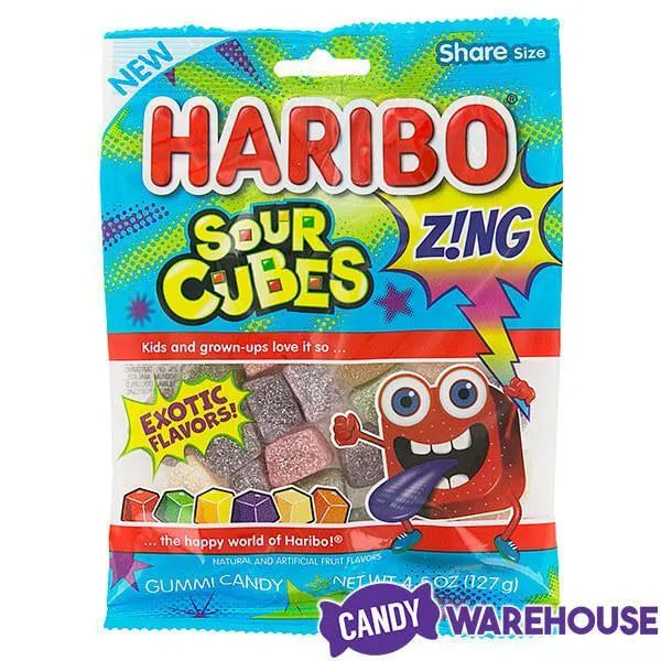Haribo Zing Sour Cubes Gummy Candy: 3LB Box | Candy Warehouse