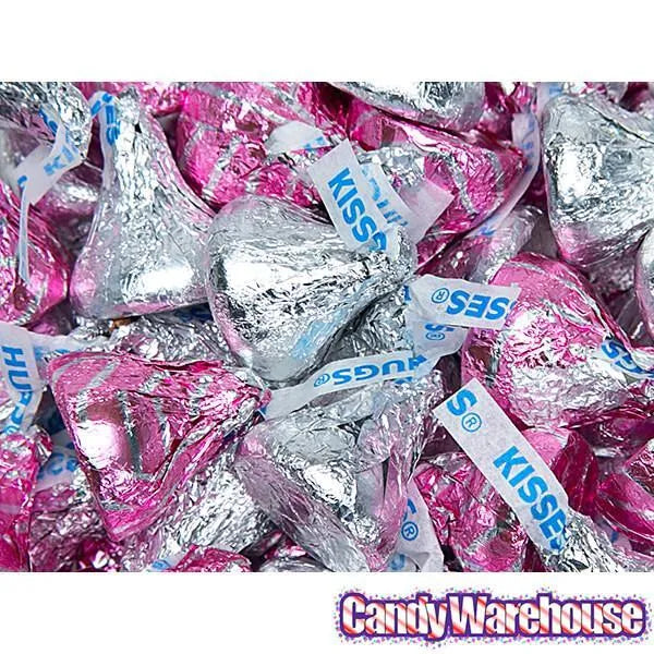 Hershey's Hugs & Kisses Pink and Silver Foiled Chocolate Candy: 150-Pi ...