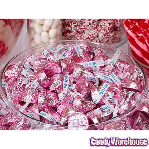 Hershey's Hugs Pink Foiled Raspberry Chocolate Candy: 60-Piece Bag ...