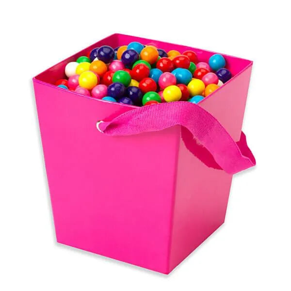 Hot Pink Cardboard Buckets with Ribbon Handles: 6-Piece Set | Candy ...