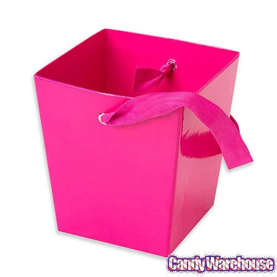 Hot Pink Cardboard Buckets with Ribbon Handles: 6-Piece Set | Candy ...