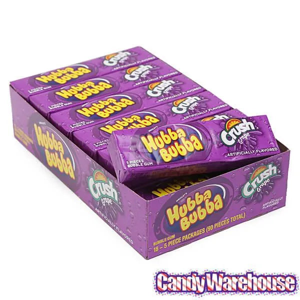Hubba Bubba Bubble Gum Packs - Grape Crush: 18-Piece Box – Candy Warehouse